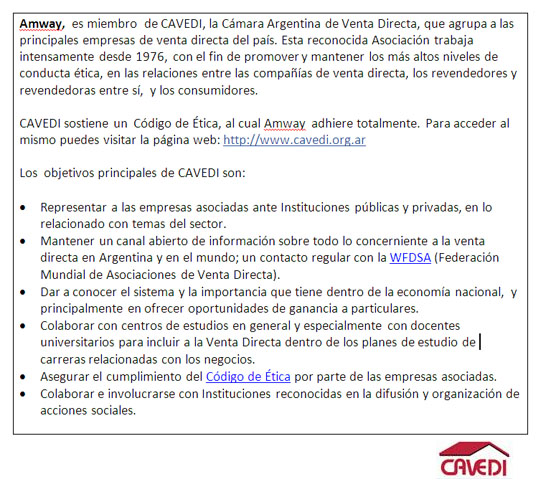 Miembro de CAVEDI - Amway Argentina.